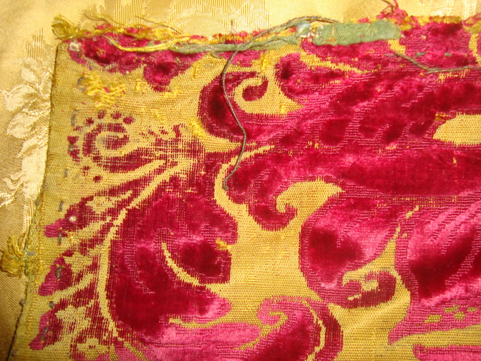 Interesting Antique Textiles: 18th century silk & 2 17th century velvets