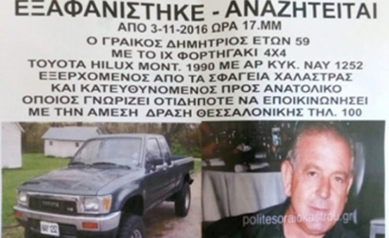 ΕΞΕΛΙΞΗ ΣΤΗΝ ΕΞΑΦΑΝΙΣΗ ΤΟΥ ΔΗΜΗΤΡΗ ΓΡΑΙΚΟΥ - ΒΡΕΘΗΚΕ ΤΟ ΑΥΤΟΚΙΝΗΤΟ ...