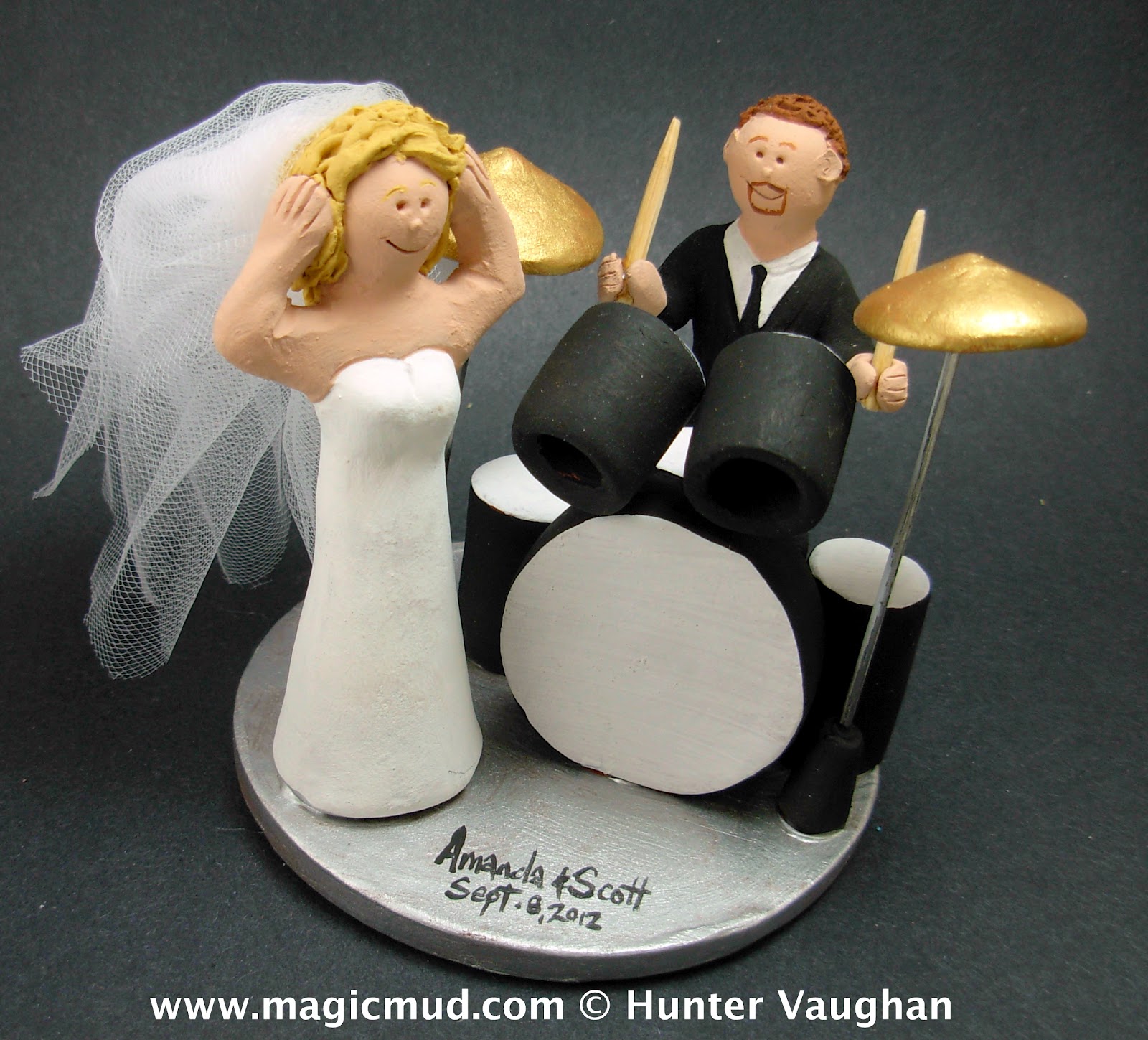 custom wedding cake toppers: Loud Drummer Wedding Cake Topper