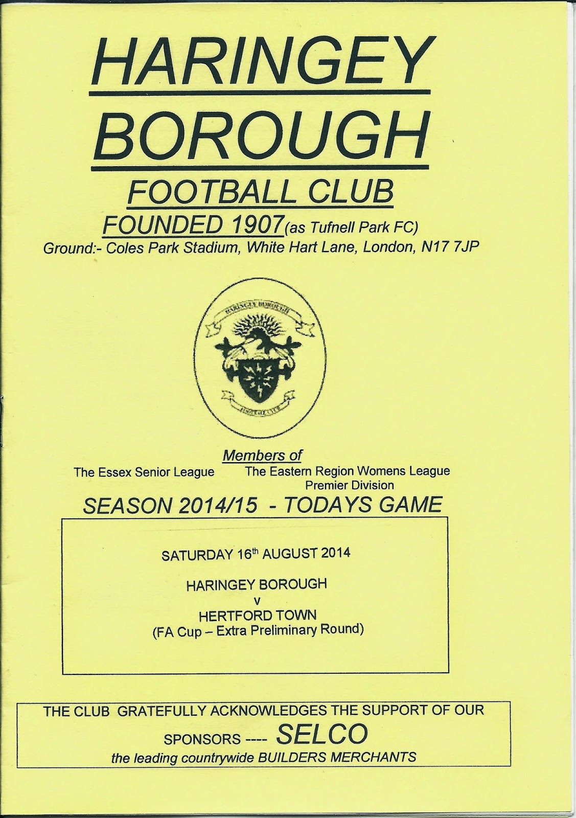 Football Grounds visited by Richard Bysouth: Haringey Borough FC