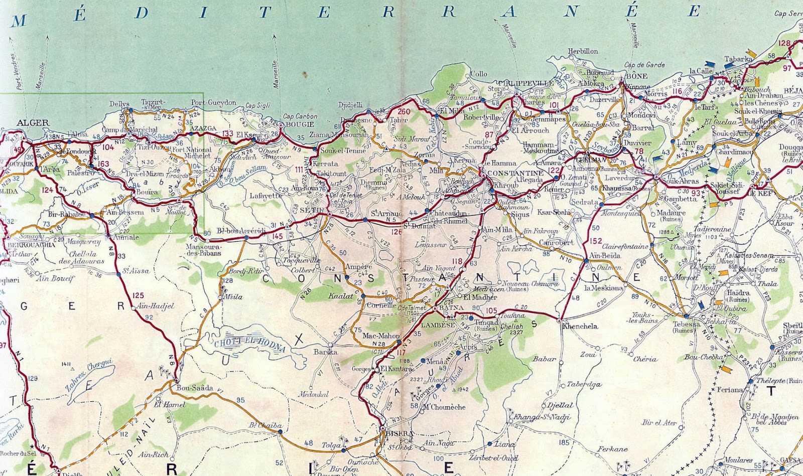 L'Est Algérien parle: Carte Michelin du Constantinois de 1950