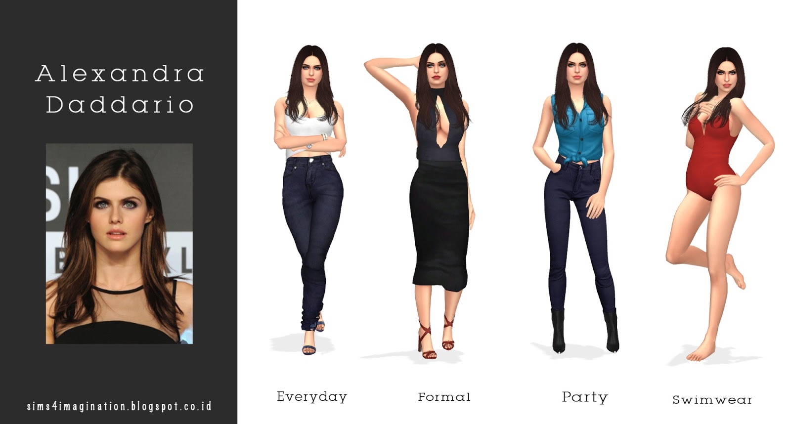My Sims 4 CAS: Alexandra Daddario - Imagination Sims 4 CAS