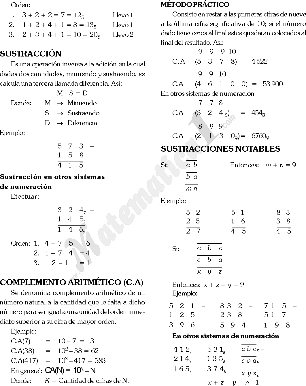 ADICION Y SUSTRACCION ARITMETICA PROBLEMAS RESUELTOS PDF