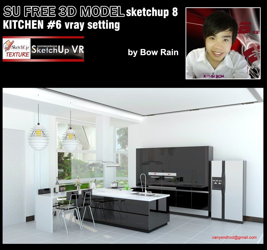Free sketchup 3d model-Vray setting-Kitchen #6 - Vray Sketchup - TUT