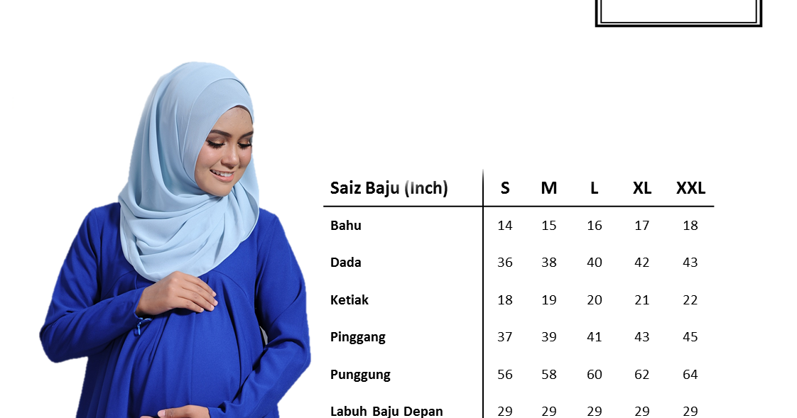 ADRRA CHART SIZE - Baju Maternity dan Baju Menyusu Muslimah - Dida MOMS