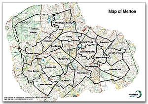 Merton Map Region Political | Map of London Political Regional