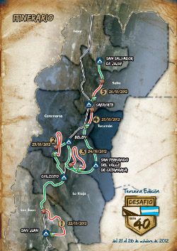 Etapas del Desafío Ruta 40 en su tercera edición - RECTA PRINCIPAL