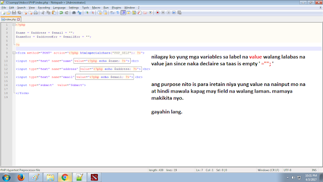 BSIT LESSON: Lesson 1 Validation (PHP Tutorial tagalog)
