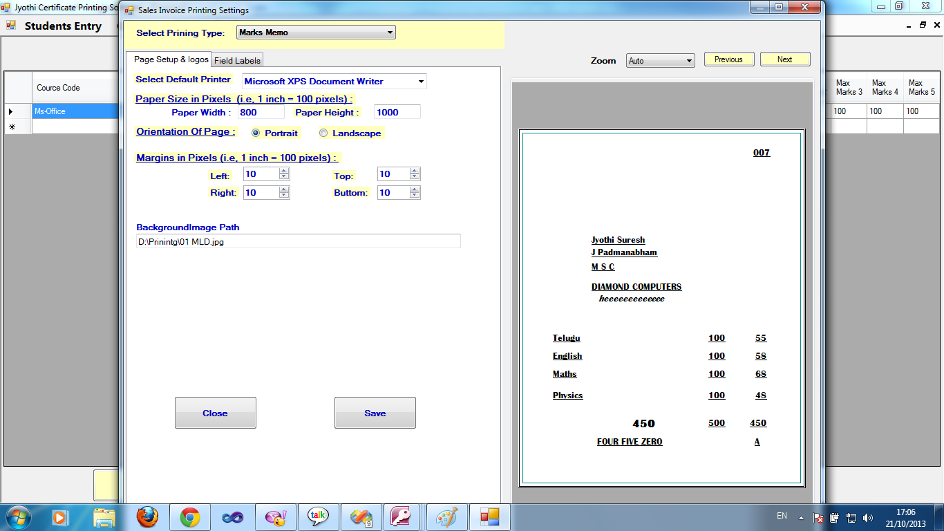 CERTIFICATE PRINTING IN VB.NET ~ Students Free Projects