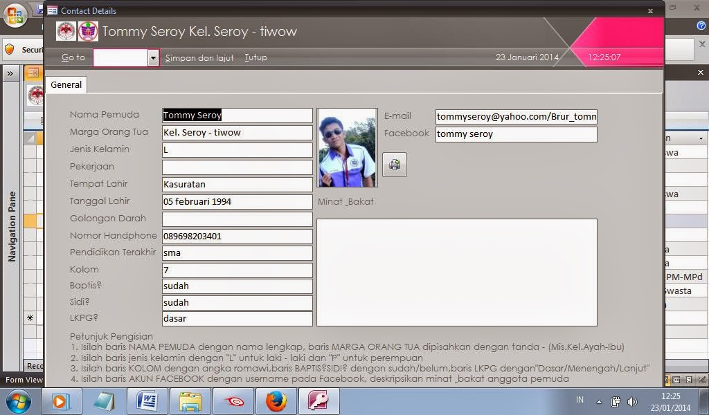 Database Anggota Pemuda