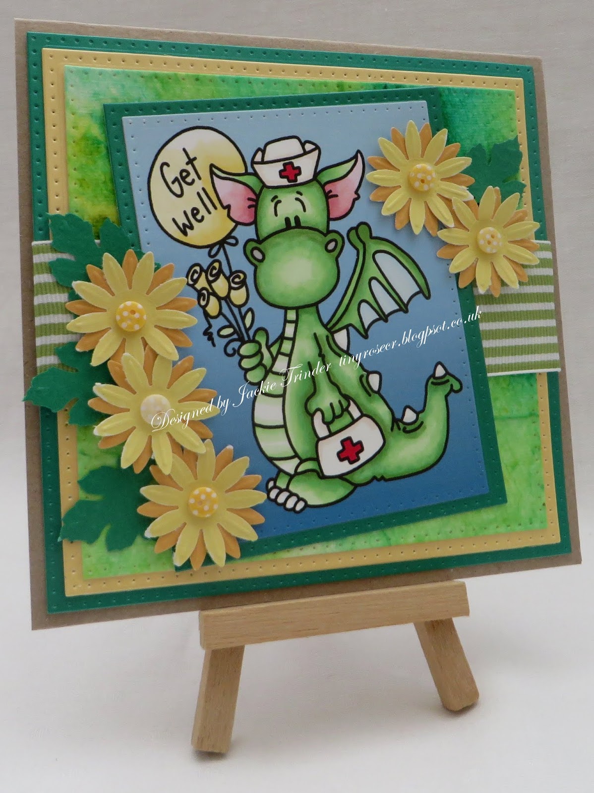 Tinyrose's Craft Room: Get Well Card featuring Clyde the Dragon