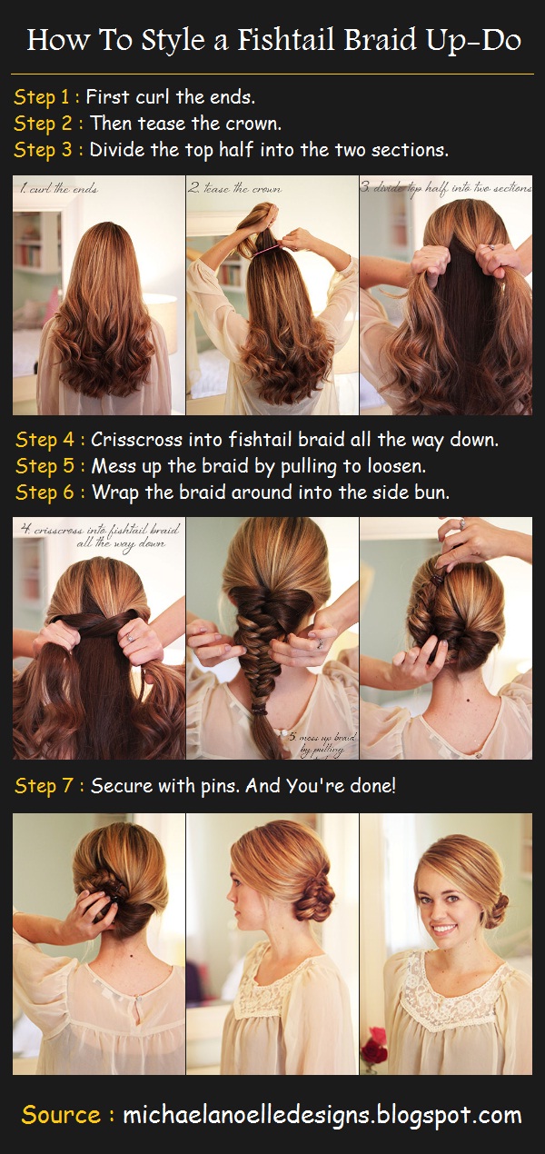 How To Style A Fishtail Braid Up Do Pinterest Tutorials