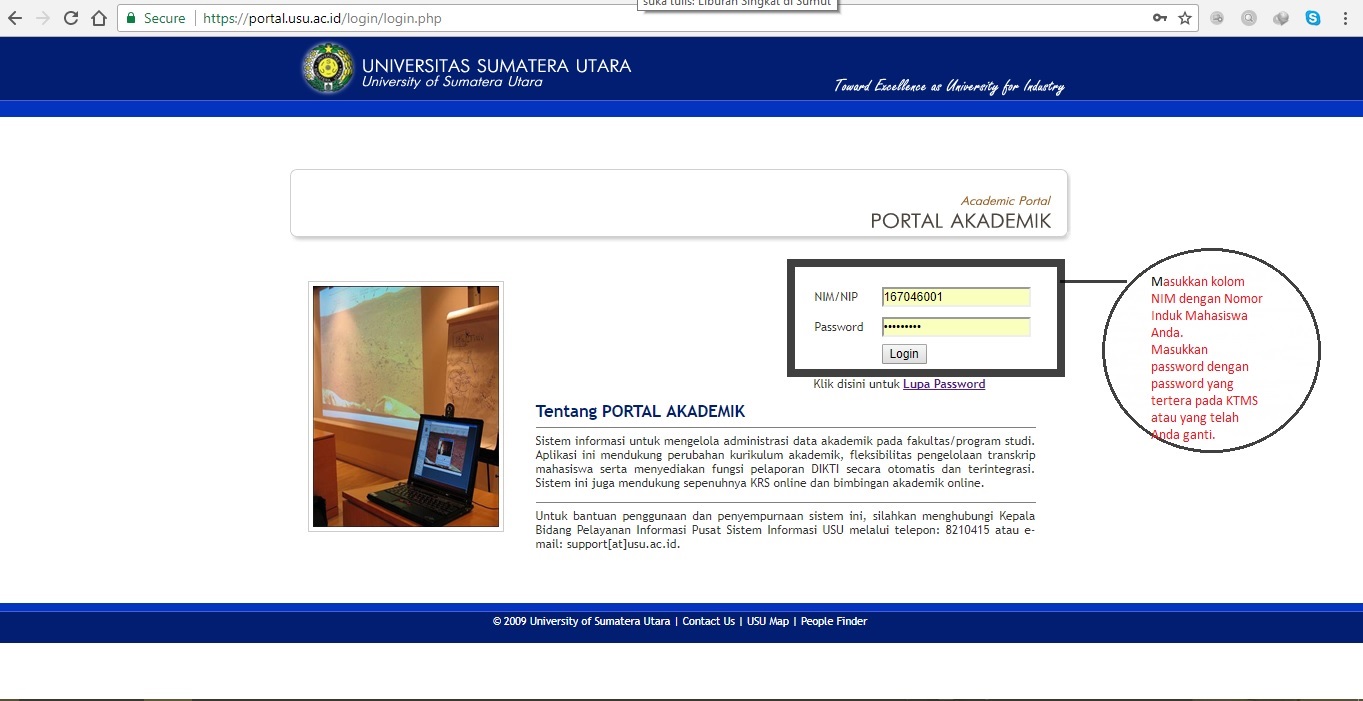 suka tulis: Panduan Penggunaan Portal Akademik USU
