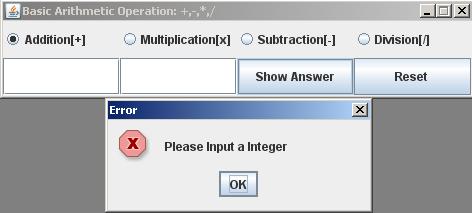 Basic Arithmetic Operation using JRadioButton, JTextField, and JButton ...