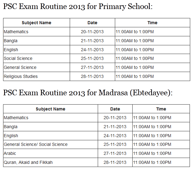 Information center of Bangladesh: Primary School Certificate(psc ...