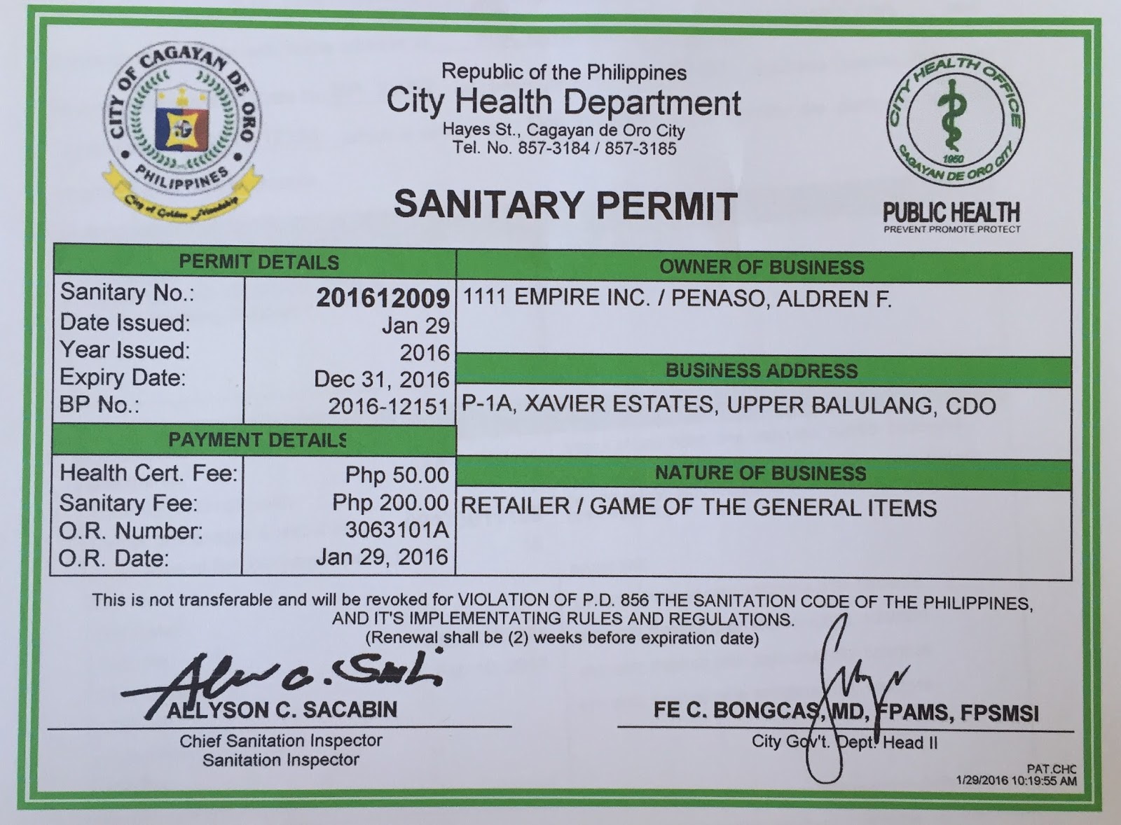 Game of the Generals: Business Documents