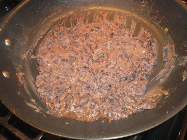 The Briny Lemon: Huevos Rancheros with Chorizo and Refried Black Beans