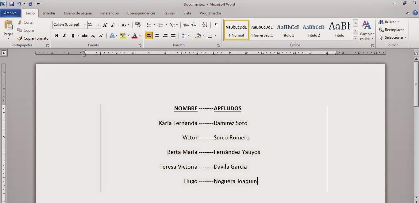 Aprendiendo Word: Crear Tabulaciones