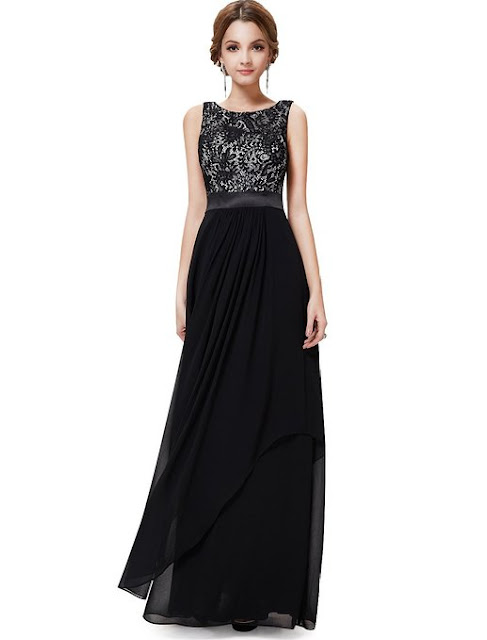 Ever Pretty Elegant Sleeveless Round Neck Evening Party Dress (Black)