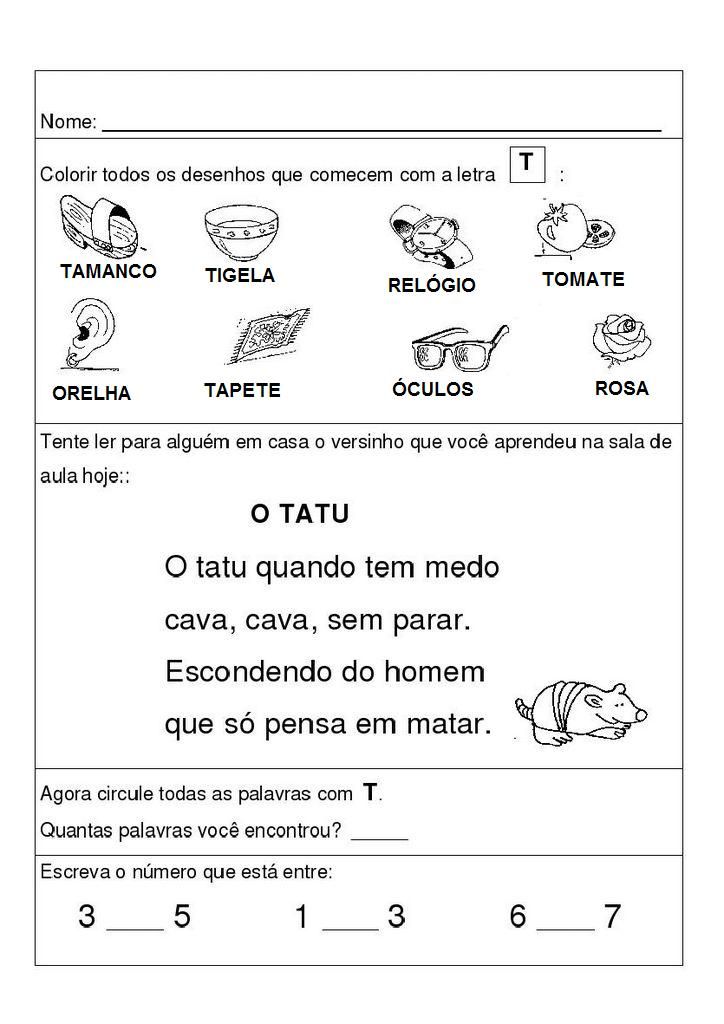 EDUCAÇÃO E ARTES: LETRA T