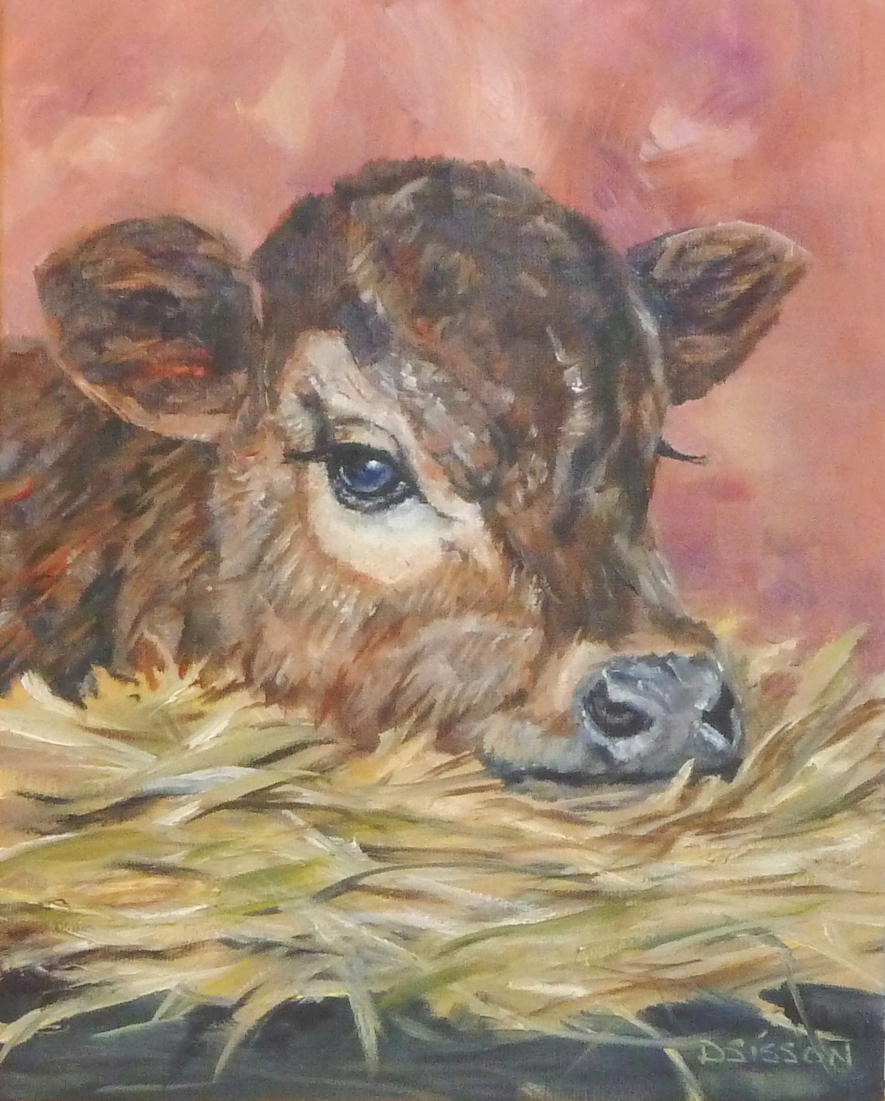 Daily Painting Projects: Contemplative Jersey Calf Oil Painting Cow ...
