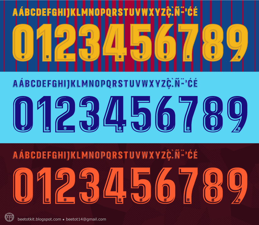 Beetot Kit: Barcelona FC Kit 1718 Nameset Font