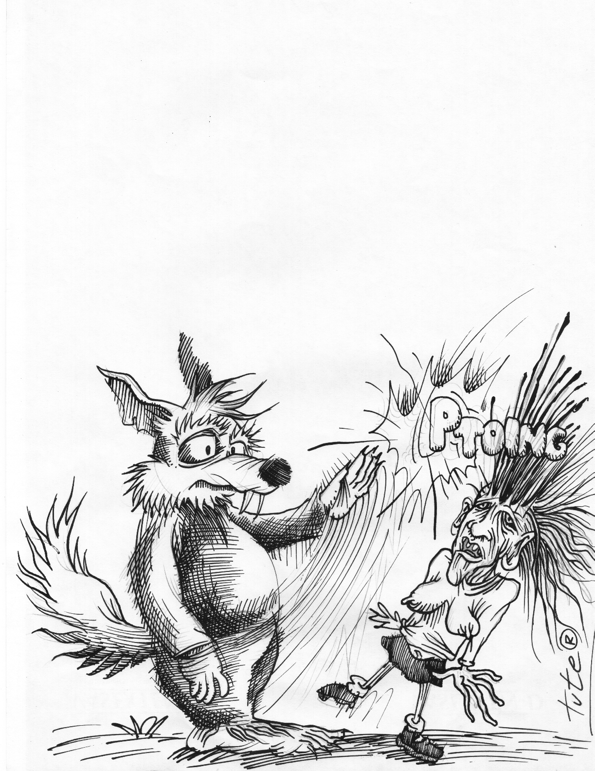 Dibujo: ¿Línea y contraste?: Dibujo atribuído a Tute - Caperucita Roja