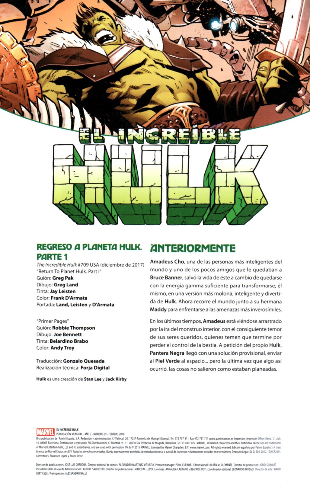 Galicia Comic: Hulk 69 - (The Incredible Hulk 709 USA)