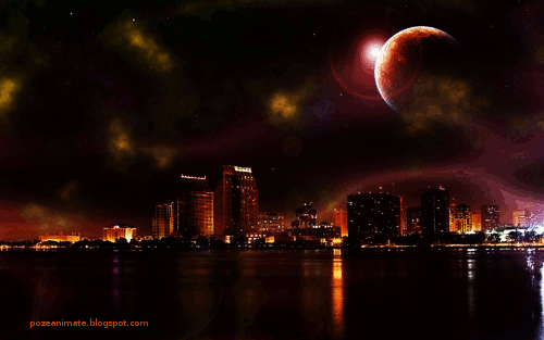 Imagini miscatoare gif apa ,oras noaptea ,ploaie