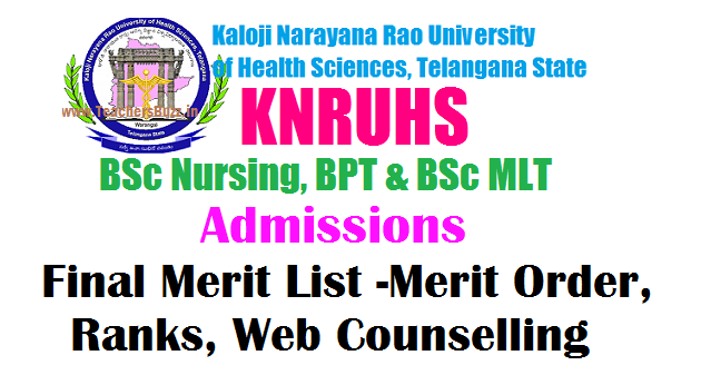 Knruhs Bsc Nursing Bpt Bsc Mlt Final Merit List Merit Order Ranks