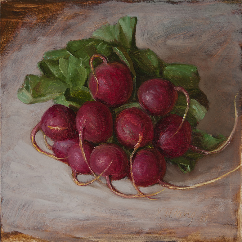 Wang Fine Art: radishes oil painting a day