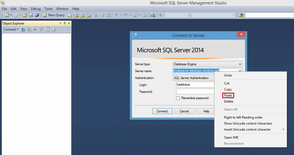 How to connect Azure VM SQL Server in Local SSMS - aro