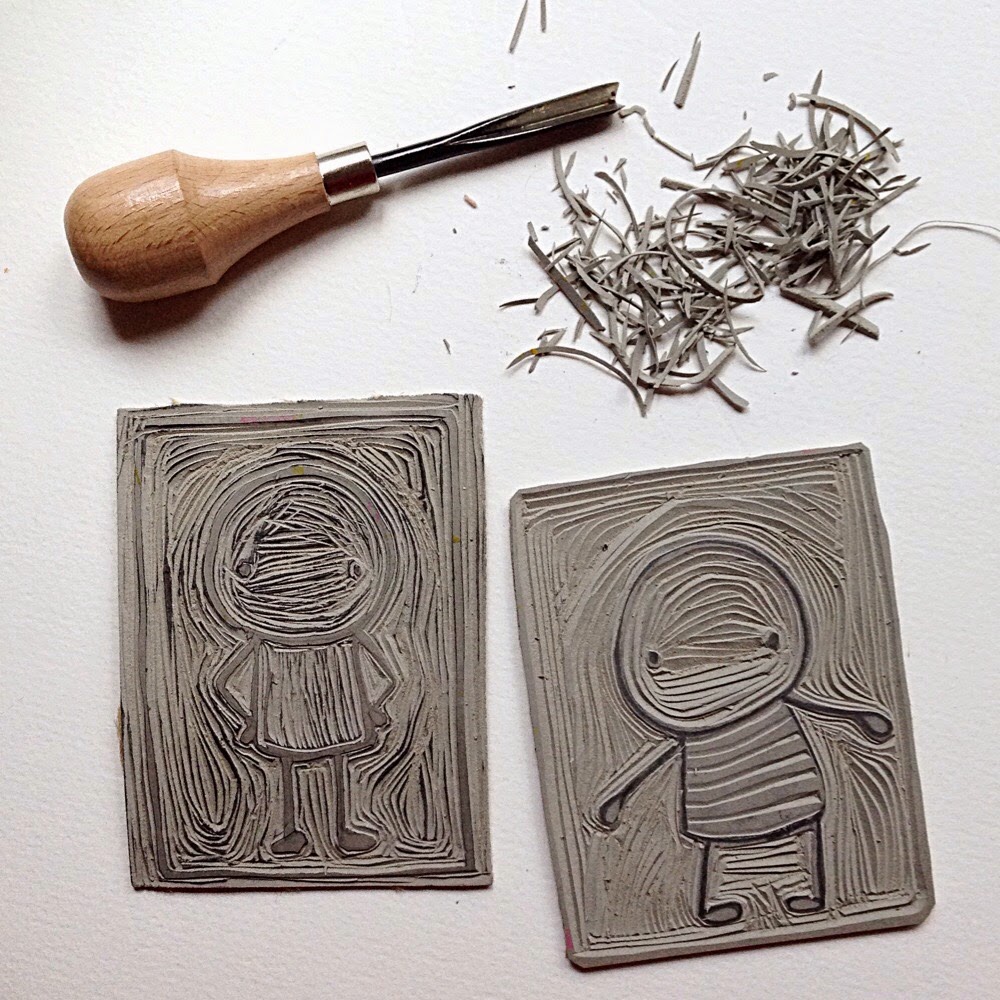 Isabelle Kessedjian: Linogravure.