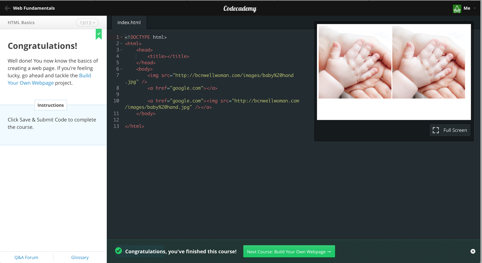Hey I M Jesslyn Code Academy Html And Css Basic Html