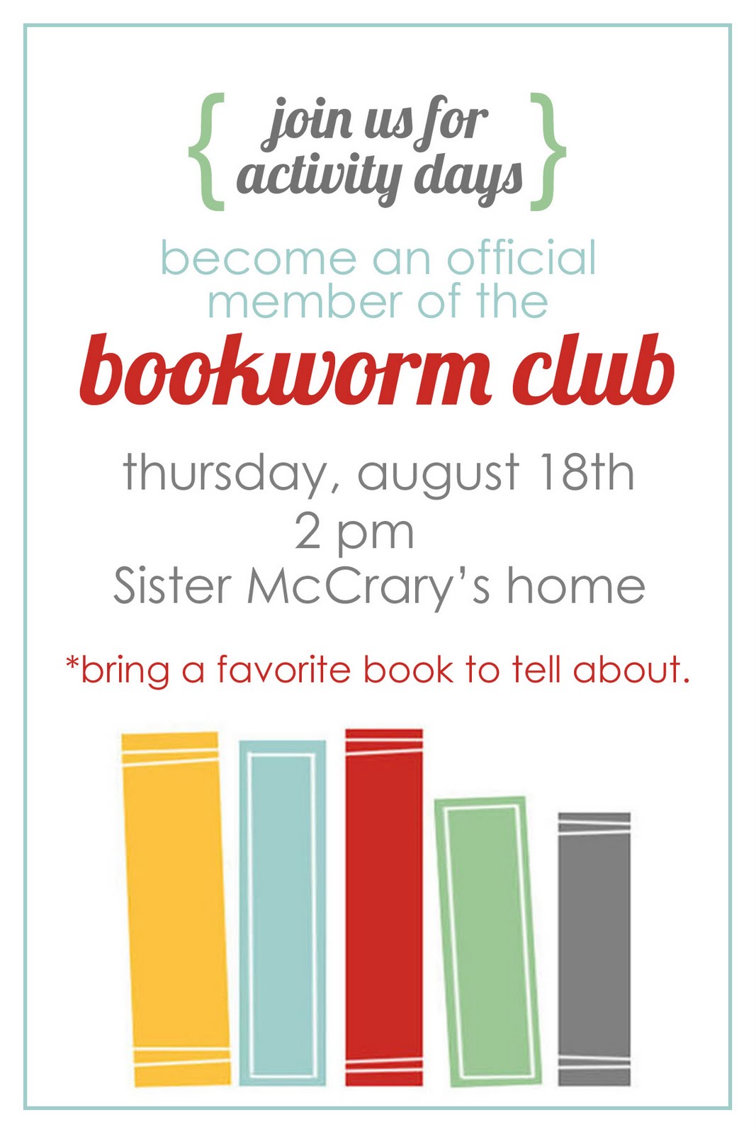 all things simple: activity days: bookworm club