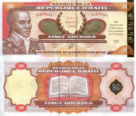 WORLD OF CURRENCY: Haiti 20 Gourdes Commemorative Cuurency Note