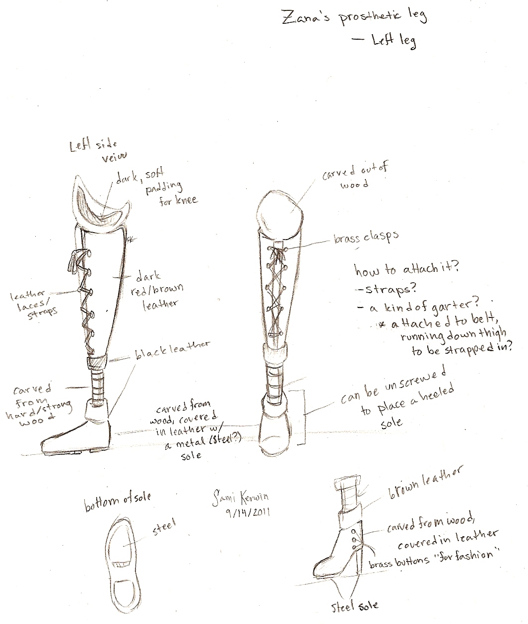 Acorns & Thimbles: Character Study: Zana's prosthetic leg
