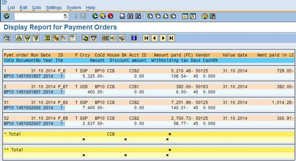 SAP FICO Central: Payment Order Configuration