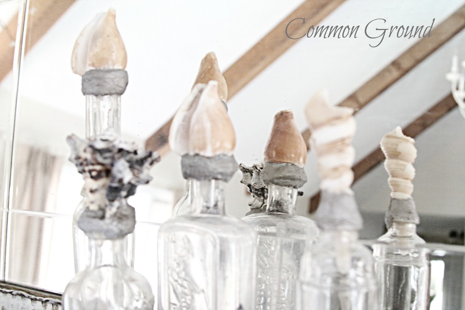 common ground : Quick and Easy Seashell Topped Bottles