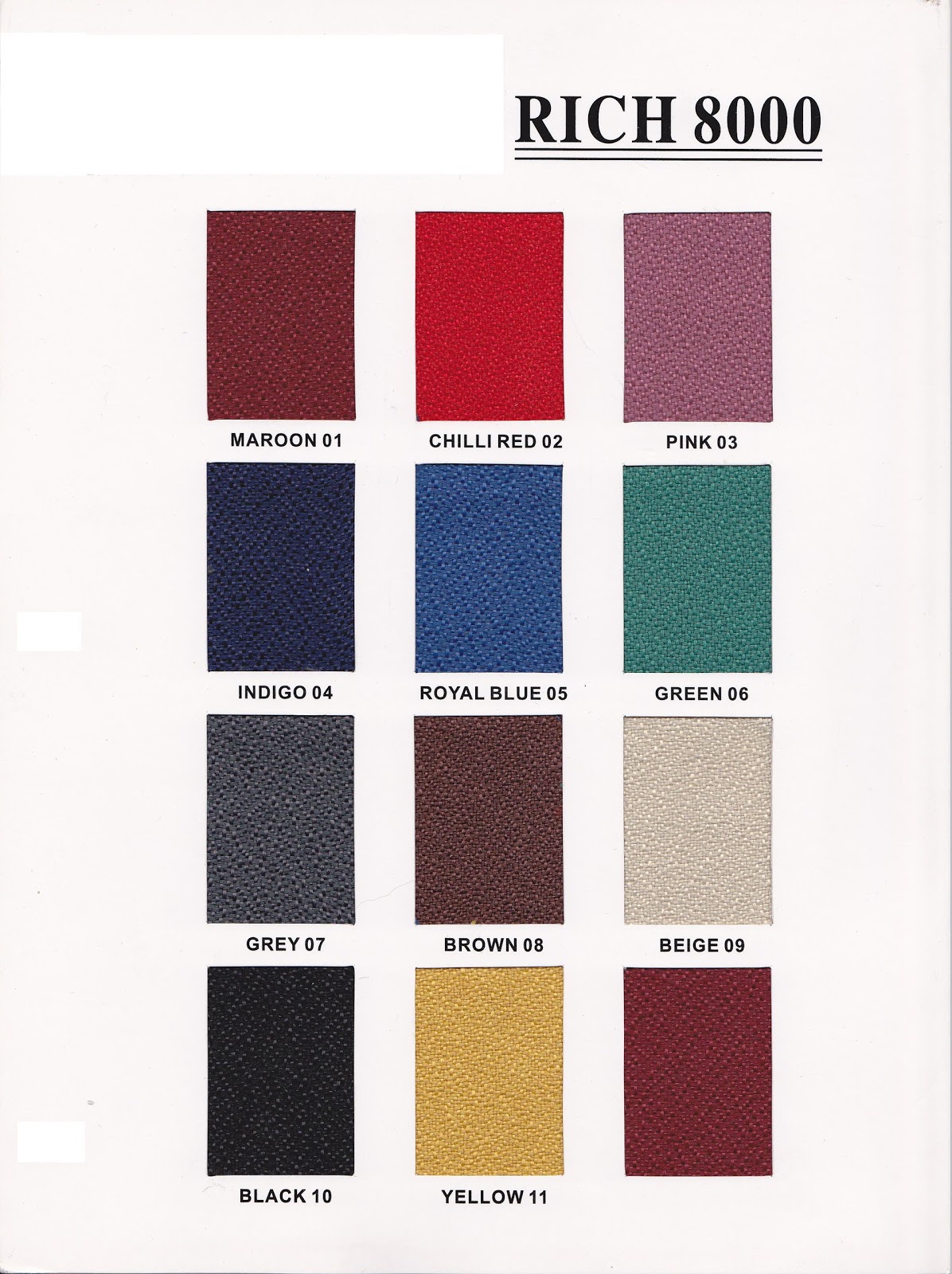 FOCUS TNL OFFICE CONCEPT: Color Chart for Chairs