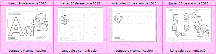Fichas para preescolar: enero 2015