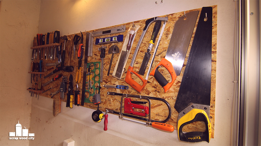 scrap wood city: How to make a simple DIY tool board for the shop's wall