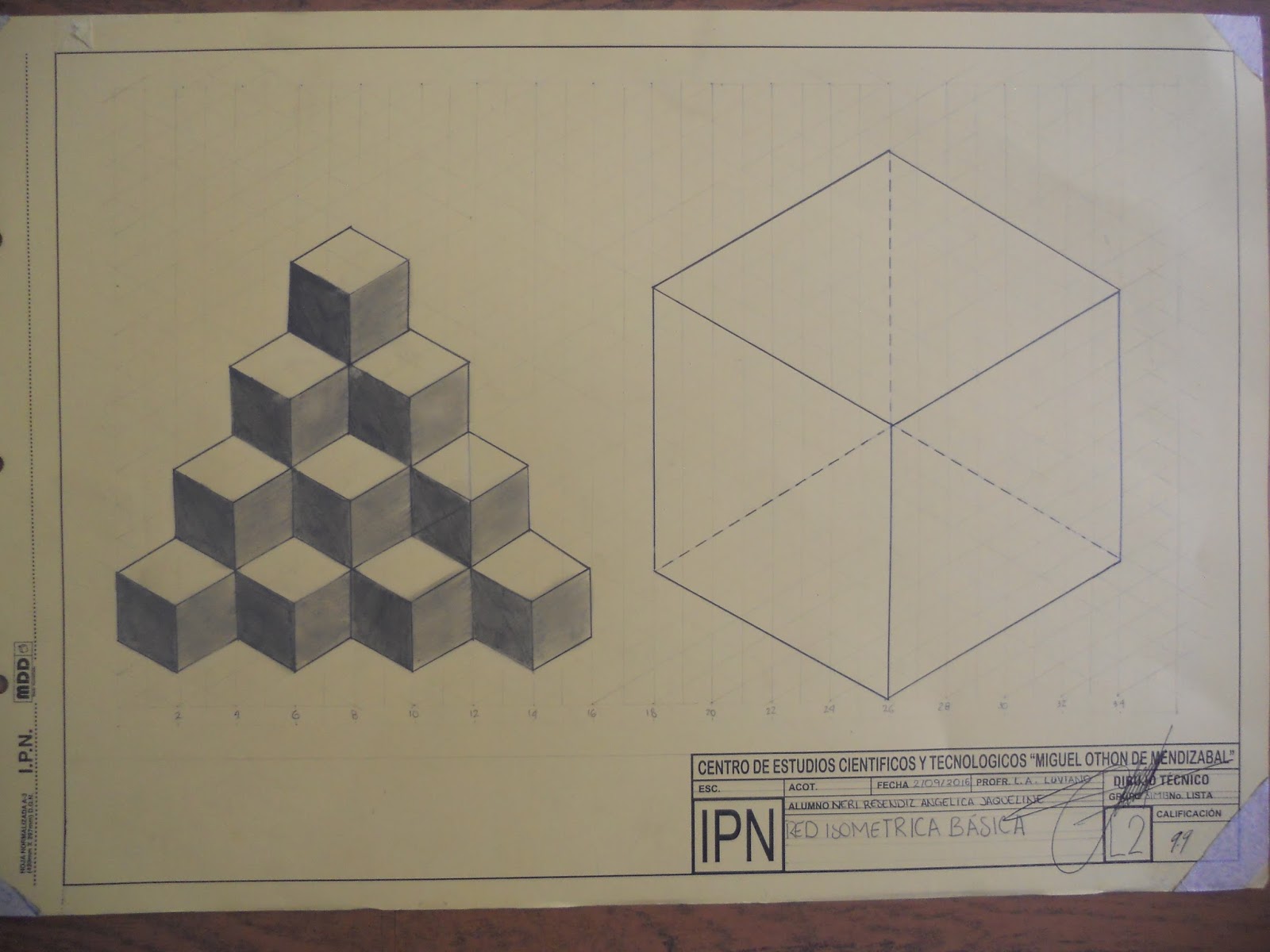 DIBUJO TÉCNICO IPN México D.F.: LÁMINA 2, RED ISOMÉTRICA BÁSICA