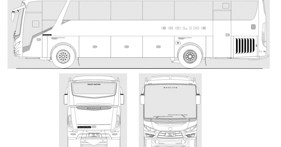 Blueprint bus ecoline rahayu sentosa | Membuat Model bus dengan ...