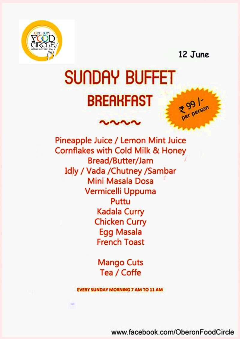 Oberon Food Circle: Sunday Buffet Breakfast Menu for 12-06-2011 @ OFC ...