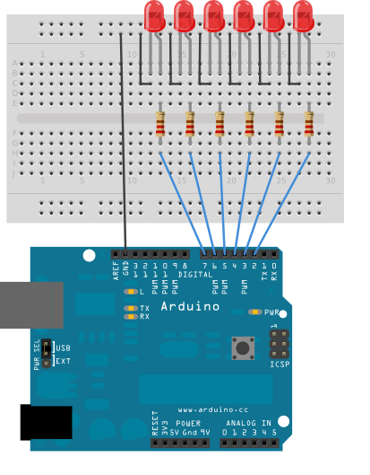 For Loop Iteration Aka The Knight Rider ~ Arduino Tutorial