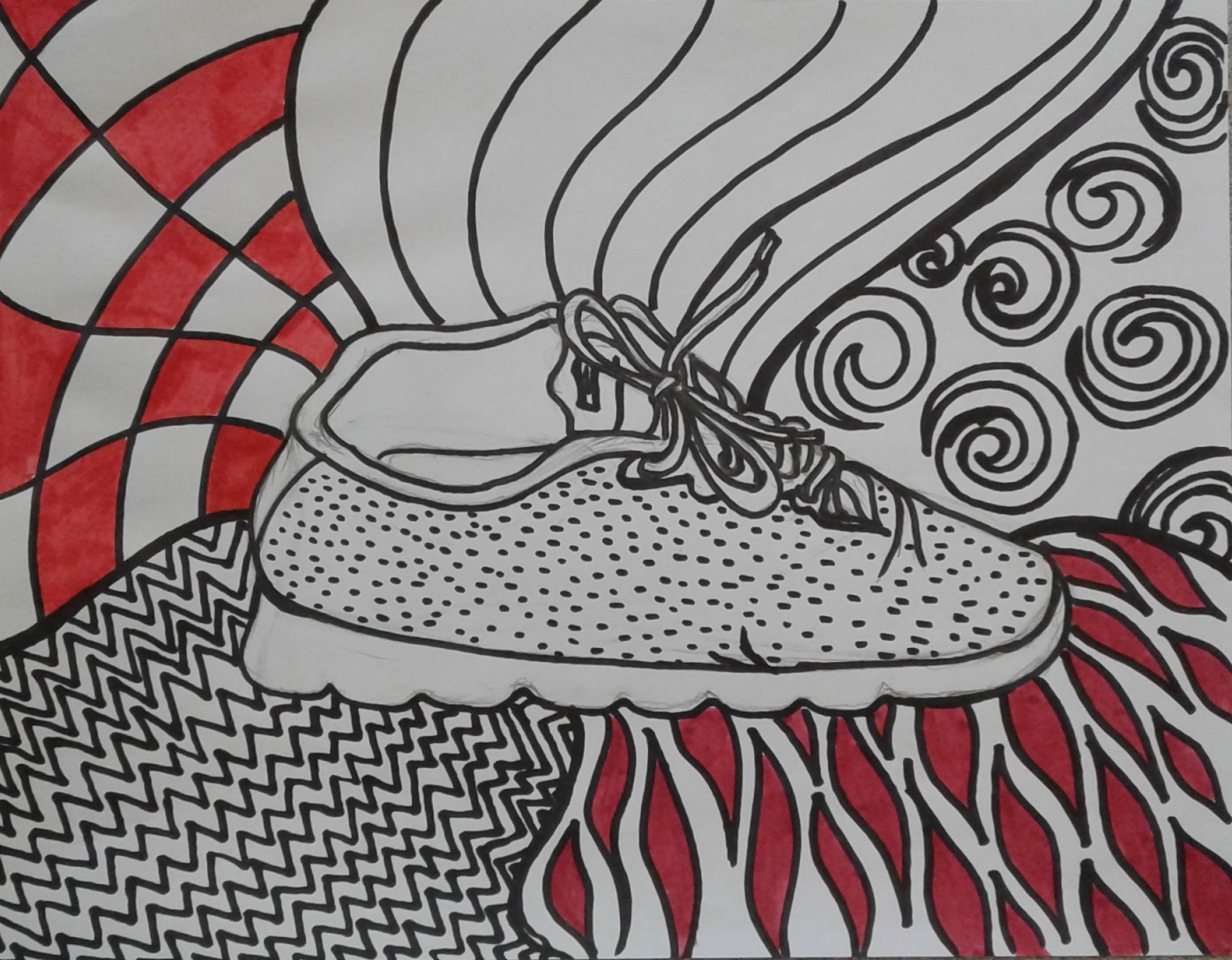 a faithful attempt: Observational Shoe Contour Drawing with Patterns