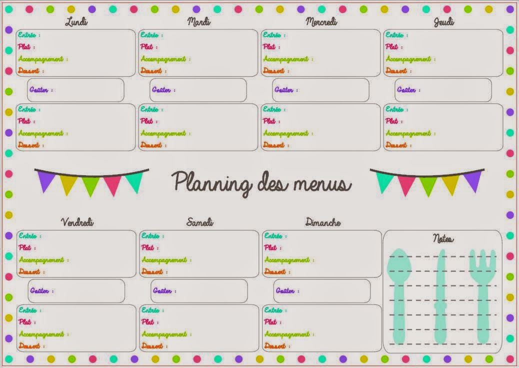 Modele Tableau Pour Menu Semaine - Acquire