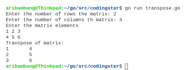 Go Program To Find Transpose Of A Matrix (Golang) - Codingster
