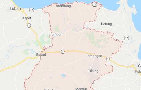 Peta Kota Kabupaten LAMONGAN Jawa Timur (Google Maps)